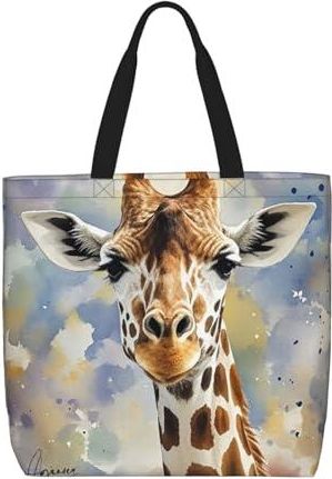 Generic Girafe Aquarelle &Eacute;l&eacute;gante Sac A Main Femmes D&eacute;contract&eacute; Sacs Imperm&eacute;able Sac Fourre Tout Pour Travail Universit&eacute; Shopping