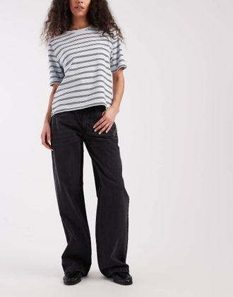 Daisy Street Boyfriend-Jeans in schwarzer Waschung mit niedrigem Bund-Bunt