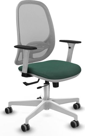 Piqueras y Crespo Stuhl mit Lendenwirbelst&uuml;tze mit 1D-Armlehnen, ausgestattet mit Syncro/Traslack und Schneideschaum, mit Rollen 65 mm, Parkett, Grau/Flaschengr&uuml;n