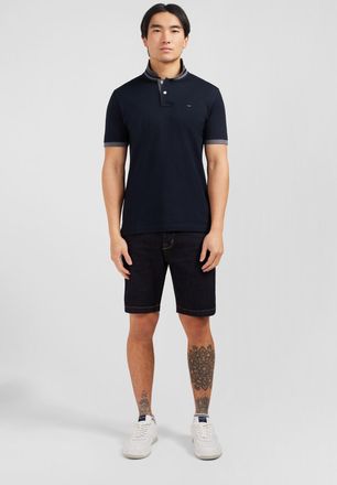 Eden Park Polo Noir En Coton Pima Avec D&eacute;tails Contrast&eacute;s