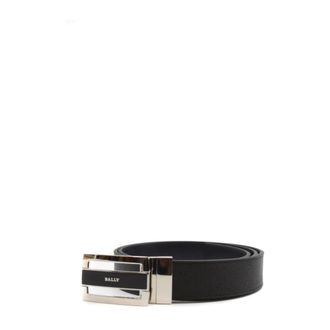 Bally Homme, Accessoires, Noir, Taille: ONE Size Ceinture r&eacute;versible en cuir avec boucle argent&eacute;e