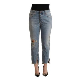 Cycle Distressed Mid Waist Cropped Denim Jeans - - Jeans - Damen - Blau - W34