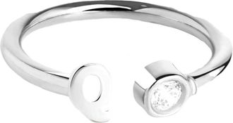 Singularu Personalisierter Letter Spark Ring. Sterlingsilber mit Rhodium-Beschichtung und Zirkonia. Schmuck für Damen. Buchstabe Q