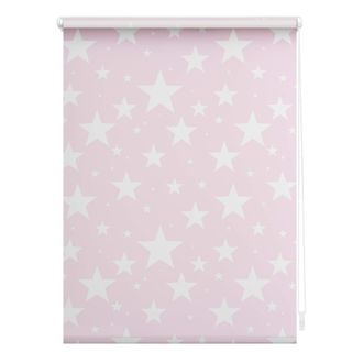 LICHTBLICK Klemmfix Verdunklungs-Rollo mit Motiv, ohne Bohren, Blickdicht, Seitenzugrollo, Made in Germany, Sterne Rosa, 100 cm x 150 cm (B x L)