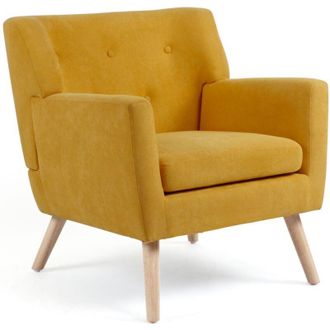 IDMarket Idmarket - Skandinavischer Sessel liv mit senfgelbem Stoffbezug