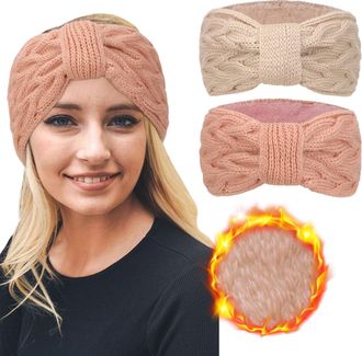 Dreshow Stirnband Damen Winter Stirnb&auml;nder Strick, Haarband Ohrenw&auml;rmer, Dickes Fleecefutter Haarb&auml;nder Verdicken Headwrap Kopfband f&uuml;r Damen