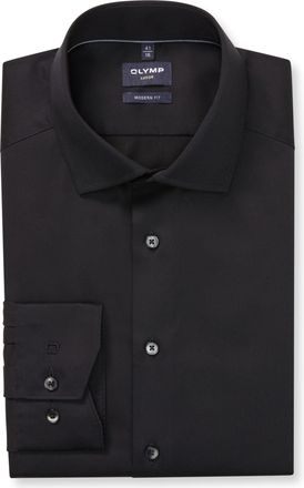 Olymp Herren Oberhemd Langarm Luxor,Satin,465 Modern Fit 20,19 Global Kent,schwarz 68,43