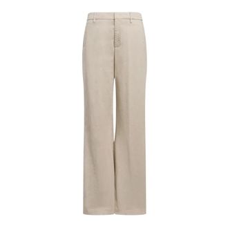 Dondup Femme, Pantalons, Beige, Taille: 42 FR Janice Wide Leg Pantalons
