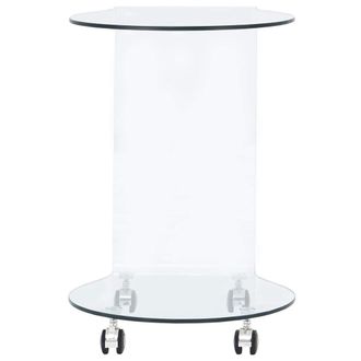 tidyard Couchtisch Glastisch Mit 4 Rollen,Wohnzimmertisch Beistelltisch Teetisch 45 x 40 x 58 cm aus GEH?rtetes Sicherheitsglas,Glas-St?rke:8 mm,Transparent