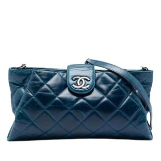 Chanel Sac bandouli&egrave;re matelass&eacute; vintage Pre-owned - Femme - Pre-owned - Bleu - Taille: ONE Size