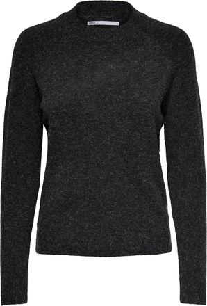 Only Damen Basic Strickpullover | Einfarbiger Knitted Stretch Sweater | Langarm Rundhals Shirt ONLRICA, Farben:Schwarz, Größe:34