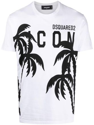 Dsquared2 t-shirt à logo palmier imprimé - Blanc