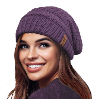 TOSKATOK Damen Warm Slouch Knit Winter Beanie M&uuml;tze mit Supersoft Velour Thermofutter Skim&uuml;tze