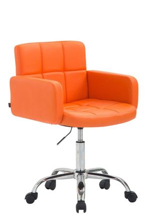 Clp Arbeitshocker Los Angeles Mit Kunstlederbezug I Drehstuhl Mit Laufrollen I H&ouml;henverstellbarer Rollhocker Mit Metallgestell, Farbe:orange