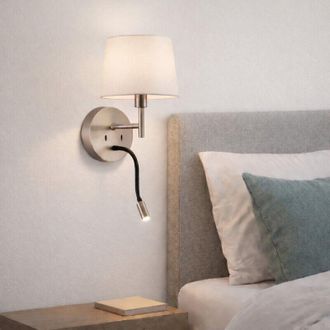 Millumine Applique murale nickel mat Liseuse Abat-jour blanc Mathy