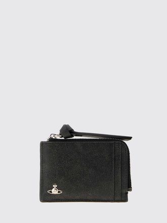 Vivienne Westwood Porte-cartes en cuir vieilli avec zip et logo Orb