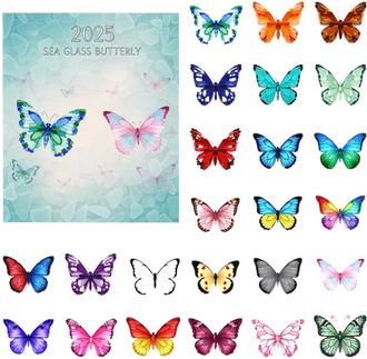 Generic Adventskalender - 2D-Acryl-Kunst-Dekorationen | Schmetterlings-Weihnachten 24 Tage 2025 | f&uuml;r Anf&auml;nger, und M&auml;dchen, Geburtstag und Ort