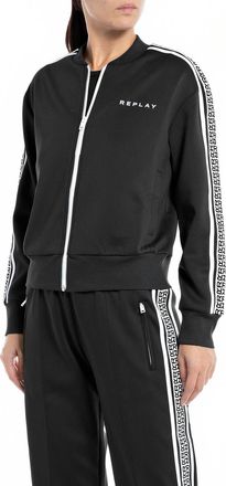 Replay Damen Sweatshirtjacke ohne Kapuze, Black 098 (Schwarz), XXS