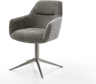 DELIFE Drehstuhl Pejo-Flex Bouclé Soft Schlamm Fußkreuz Graphit 360° drehbar Wippfunktion Taschenfederkern, Esszimmerstühle