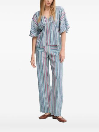 Hoss Intropia haut rayé à col v - Bleu