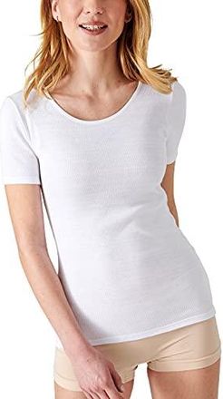 Damart T-Shirt Manches Courtes Fine côte Thermolactyl Femme Blanc Taille 50-52 (XL)