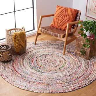 Safavieh Boho Teppich f&uuml;r Wohnzimmer, Esszimmer, Schlafzimmer - Cape Cod Collection, Kurzer Flor, Multi, 160 x 160 cm