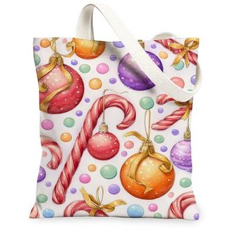 Generic Sacs fourre-tout en toile color&eacute;e, motif d&eacute;coratif festif amusant, sacs de courses r&eacute;utilisables, &eacute;l&eacute;gants pour vacances, l&eacute;gers, lavables en toile po