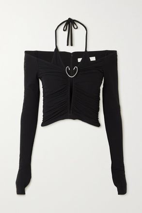 Dion Lee Mobius Schulterfreies Oberteil Aus Stretch-jersey Mit Raffungen - Schwarz