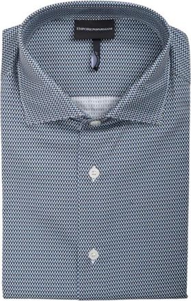 Emporio Armani Homme, Chemises, Bleu, Taille: S Chemise en coton stretch &agrave; motif imprim&eacute;