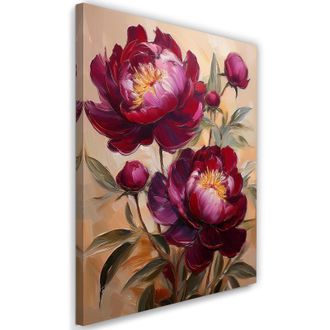 Feeby Leinwandbilder - Deko Bilder - Pfingstrose Botanische Blume - Canvas 80x120 1tlg- Wandbilder Schlafzimmer - Aesthetic Room Decor - Modern Wanddeko - B
