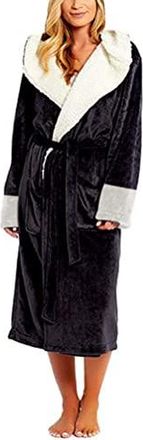 ORANDESIGNE Chemise de Nuit Femme Robe de Chambre en Peluche &agrave; Capuche Manche Longue Peignoir Polaire Chaud Couleur Unie Grande Taille Extra Long Luxe Super Doux 