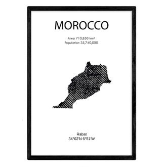 Nacnic Poster Marokko. Blätter von Ländern und Kontinenten. A3 Größe