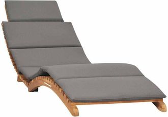 vidaXL Vidaxl - Chaise longue pliable avec coussin gris fonc&eacute; Bois de teck
