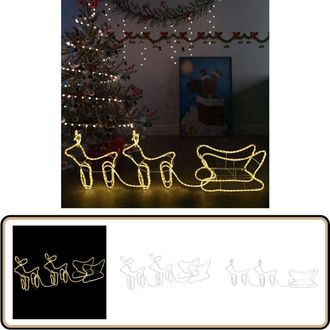 vidaXL Rentiere und Schlitten Weihnachtsdekoration Outdoor 576 LEDs - Weihnachtliche Deko - LED Beleuchtung - Weihnachtsdeko Außen - Winterdeko