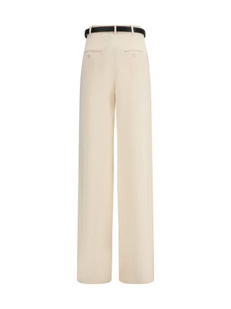Max Mara Womens Elegant Pants With Belt Beige Triacetate; Polyester Trousers