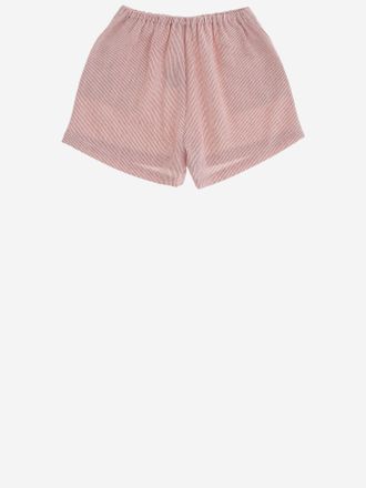 Babe & Tess Boys Short Pants Striped Cotton Blend Red