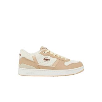 Lacoste T-Clip Set Blockfarben Sneaker f&uuml;r Damen, Beschichtetes Leder, Flach (Braun)