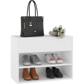 Les Tendances Banc &agrave; chaussures Blanc 60x30x45 cm