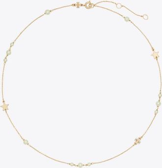 Tory Burch Damen Zarte Moondance Halskette mit Perlen und Sternen