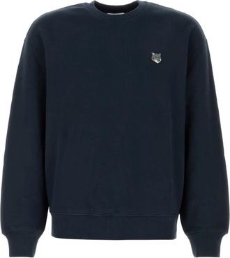 Maison Kitsun&eacute; Homme, Sweatshirts et sweats &agrave; capuche, Bleu, Taille: S Fox Head Comfort SweaT-shirt