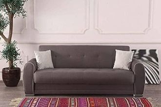 Dmora Schlafsofa 3-Sitzer Alejandro 224x85 cm Grau Stauraum