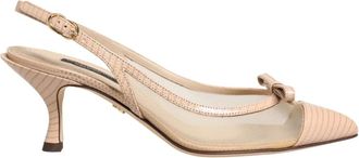 Dolce & Gabbana Femme, Chaussures, Beige, Taille: 35 EU Sandales Slingback en maille et cuir Lori