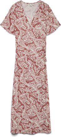 Vero Moda Damen Vmbali S/S Ancle Wrap Dress WVN Btq Ga, Marsala, L