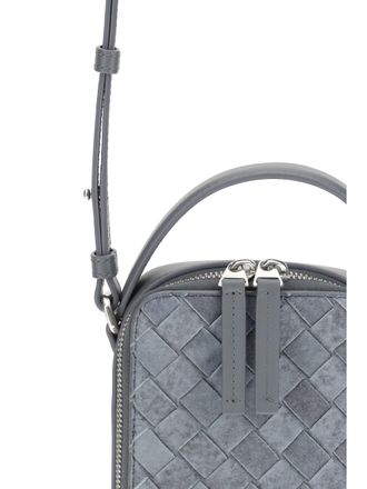 Bottega Veneta Mens Phone Case Woven Calf Leather Cloudy Indigo-Grey Shoulder Bags Indigo/grey