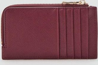 Mango Porte-cartes effet saffiano &agrave; zip bordeaux - Femme - Taille unique - MANGO
