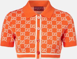 Gucci Cropped-Cardigan GG aus Baumwoll-Jacquard