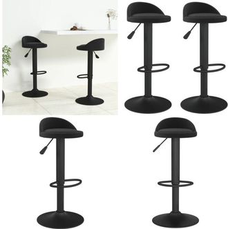 vidaXL Vidaxl - Tabourets de bar lot de 2 Noir Velours - Tabouret De Bar - Chaise De Comptoir - Fauteuil De Bar - Meuble De Salon - Mobilier Contemporain