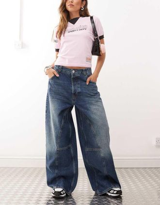 Collusion x004 - Jean bouffant XL à délavage vintage-Bleu