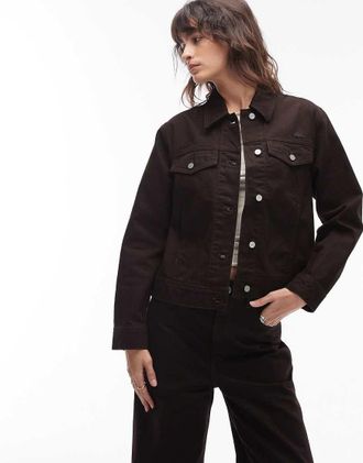 Lacoste Jeansjacke in Braun, Kombiteil-Brown