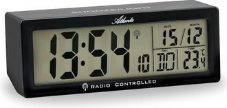 Atlanta Mocassin Funkwecker Digital LCD-Anzeige Lautstärkeregelung Temperatur Crescendo Snooze - 1892/7 (Schwarz)